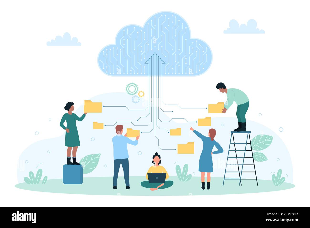 Cloud data storage, network technology vector illustration. Cartoon ... Cloud data storage, network technology vector illustration. Cartoon ...