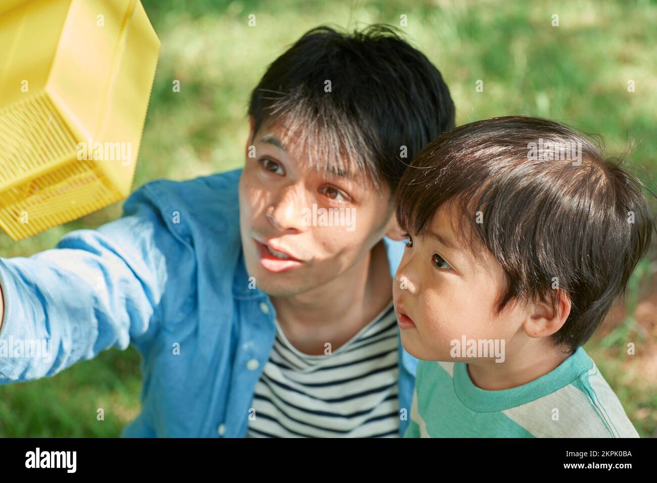 Japanese parent and child collecting insects Stock Photo - Alamy