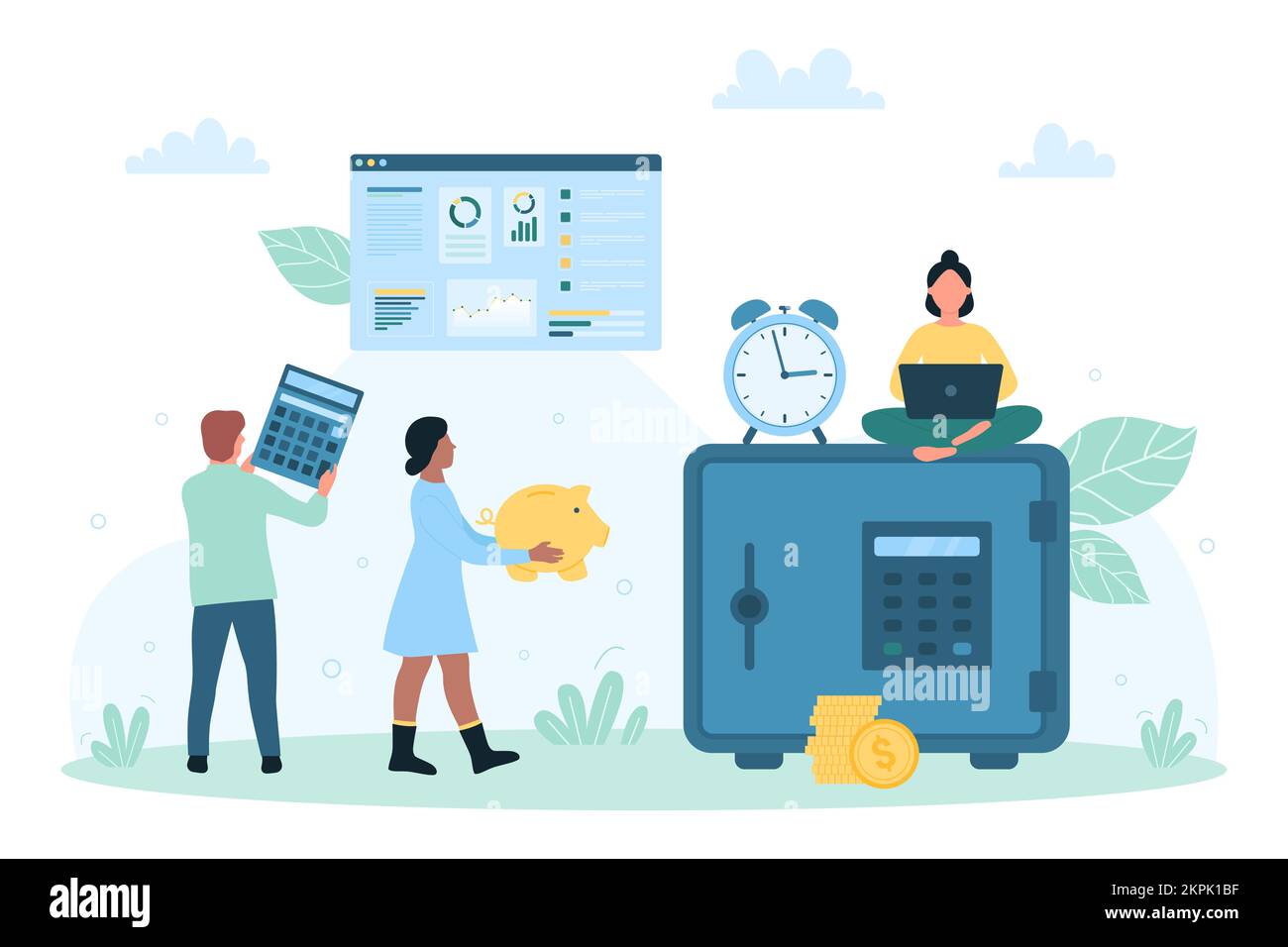 Investment, bank deposit vector illustration. Cartoon tiny people ...