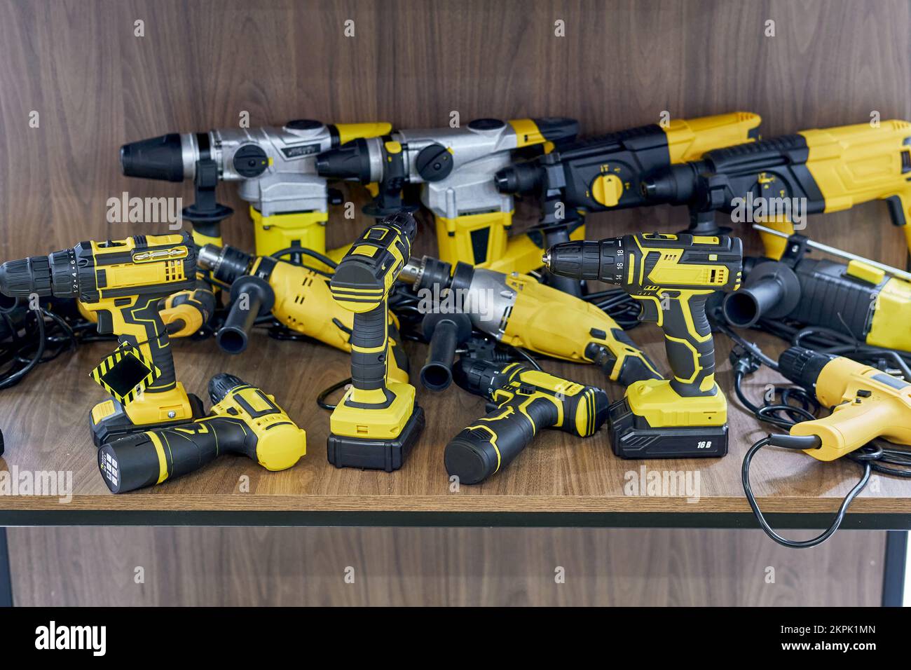 A professional tool for work, repair and construction in the store. Sale of wired power tools ...