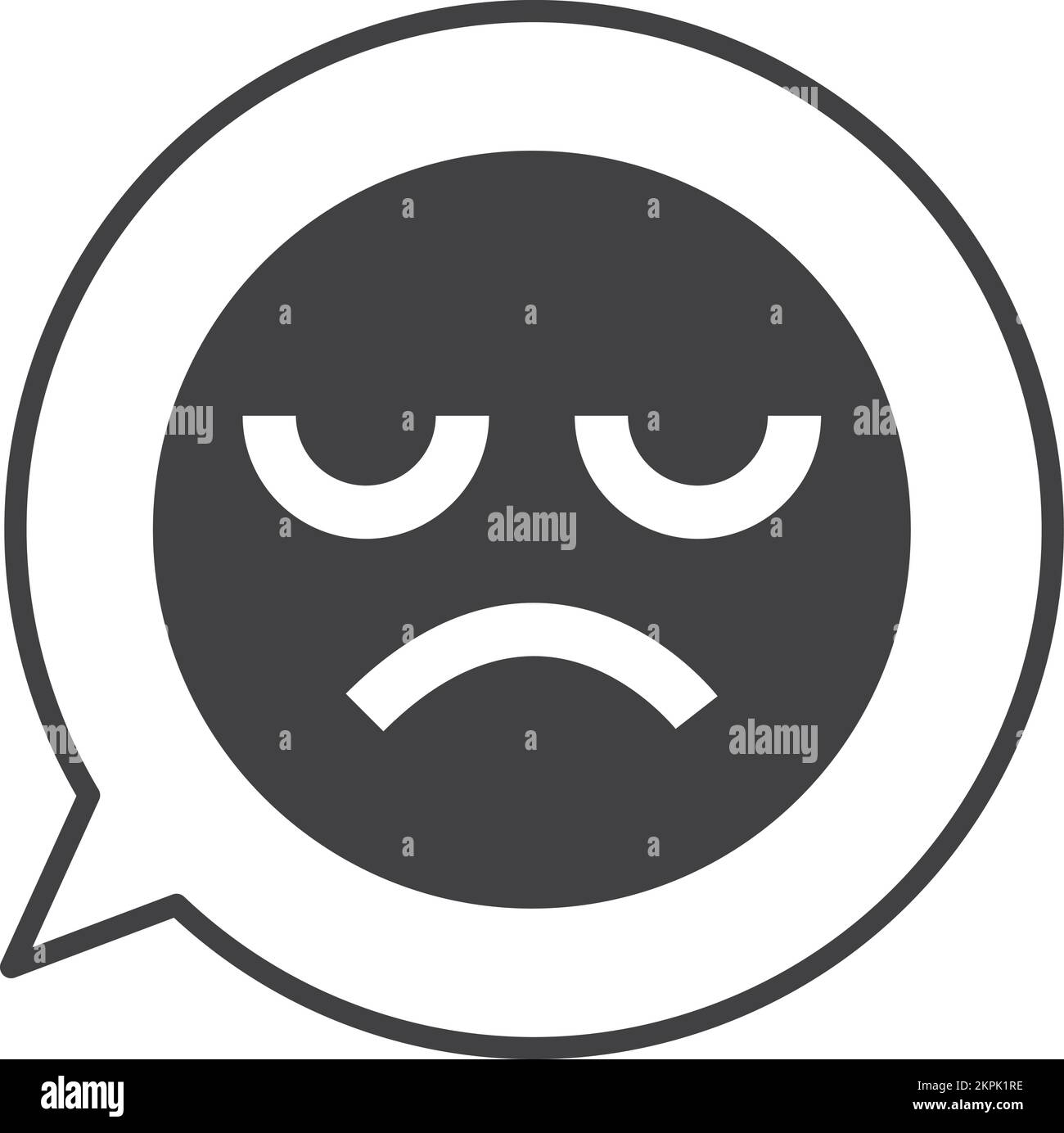 sad face emoji on text box illustration in minimal style isolated on ...