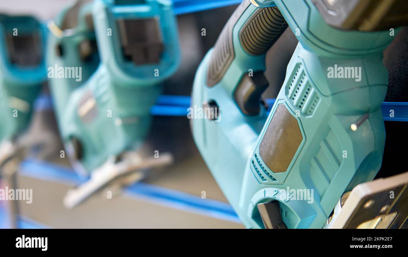 A professional tool for work, repair and construction in the store. Sale of wired power tools ...