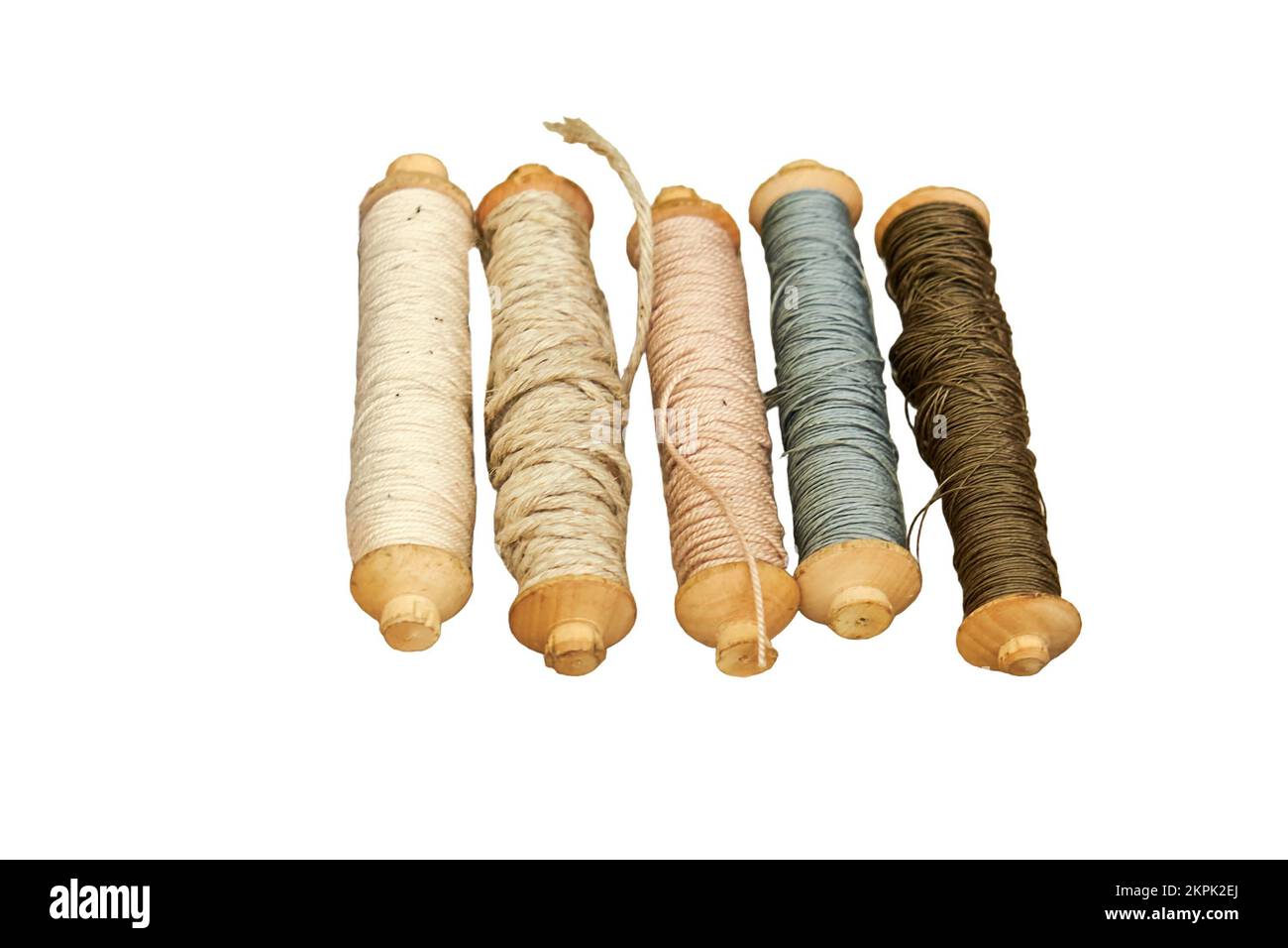 Spool of thread, items for creating retro boots, isolated on a white ...