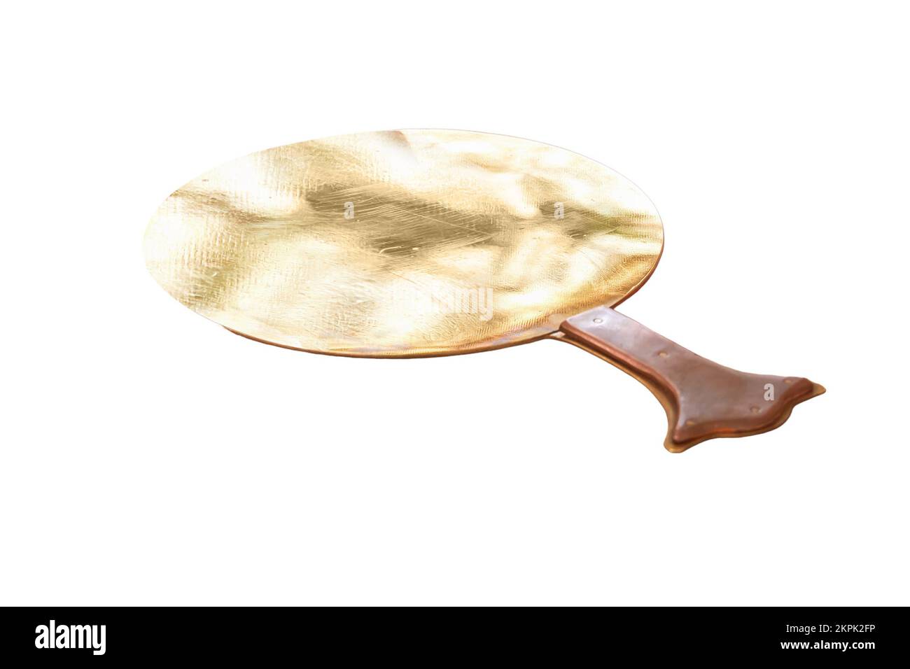 Ancient Roman bronze mirror, isolated on a white background ...