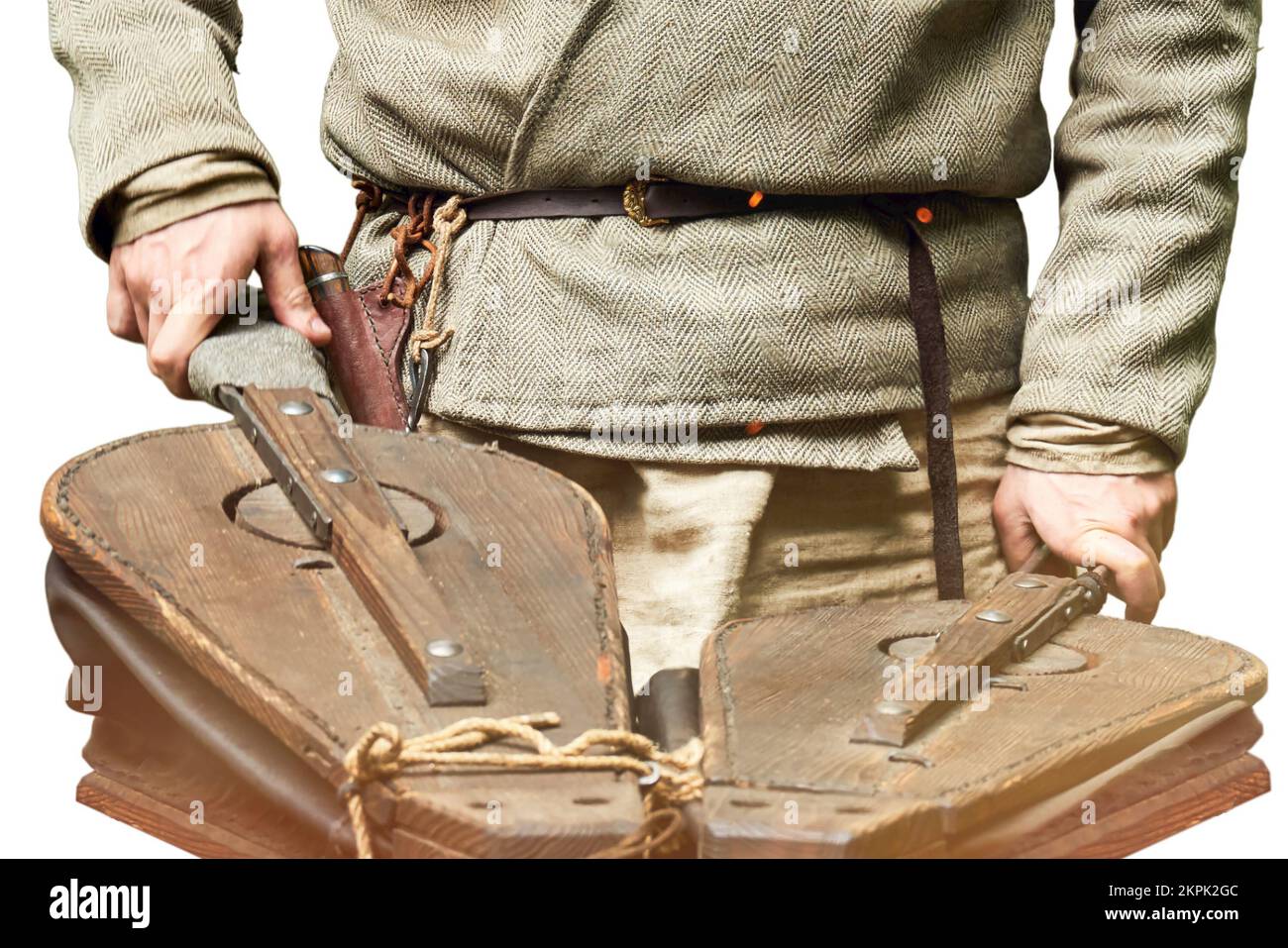 Work bellows of a medieval blacksmith for the manufacture of metal ...