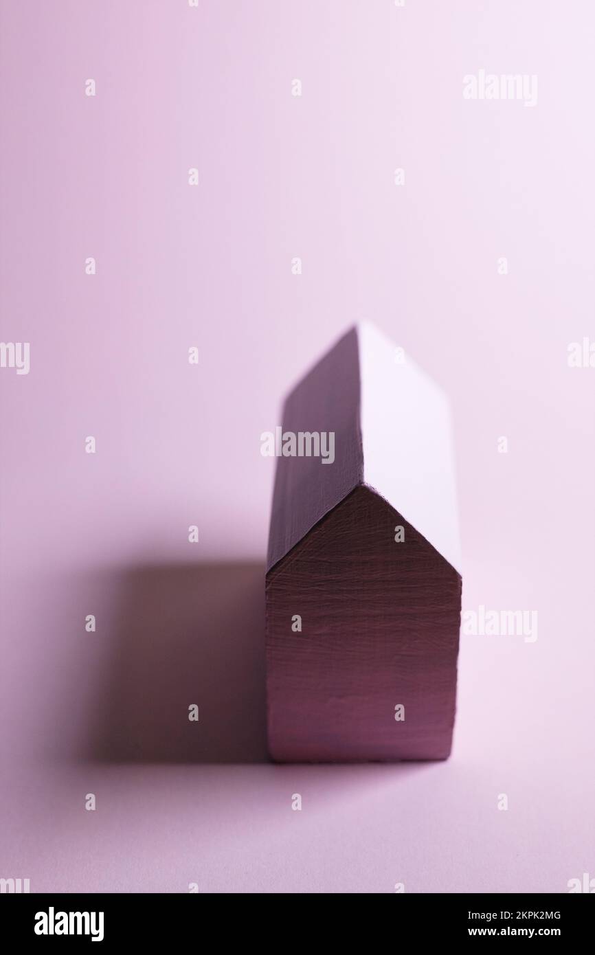 Pink block house on a pink background Stock Photo - Alamy