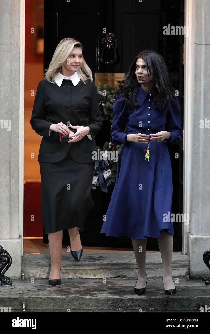 First Lady of Ukraine Olena Zelenska (left) outside 10 Downing Street ...