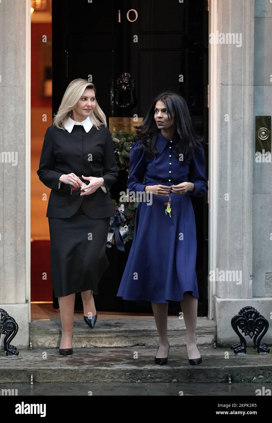 First Lady of Ukraine Olena Zelenska (left) outside 10 Downing Street ...