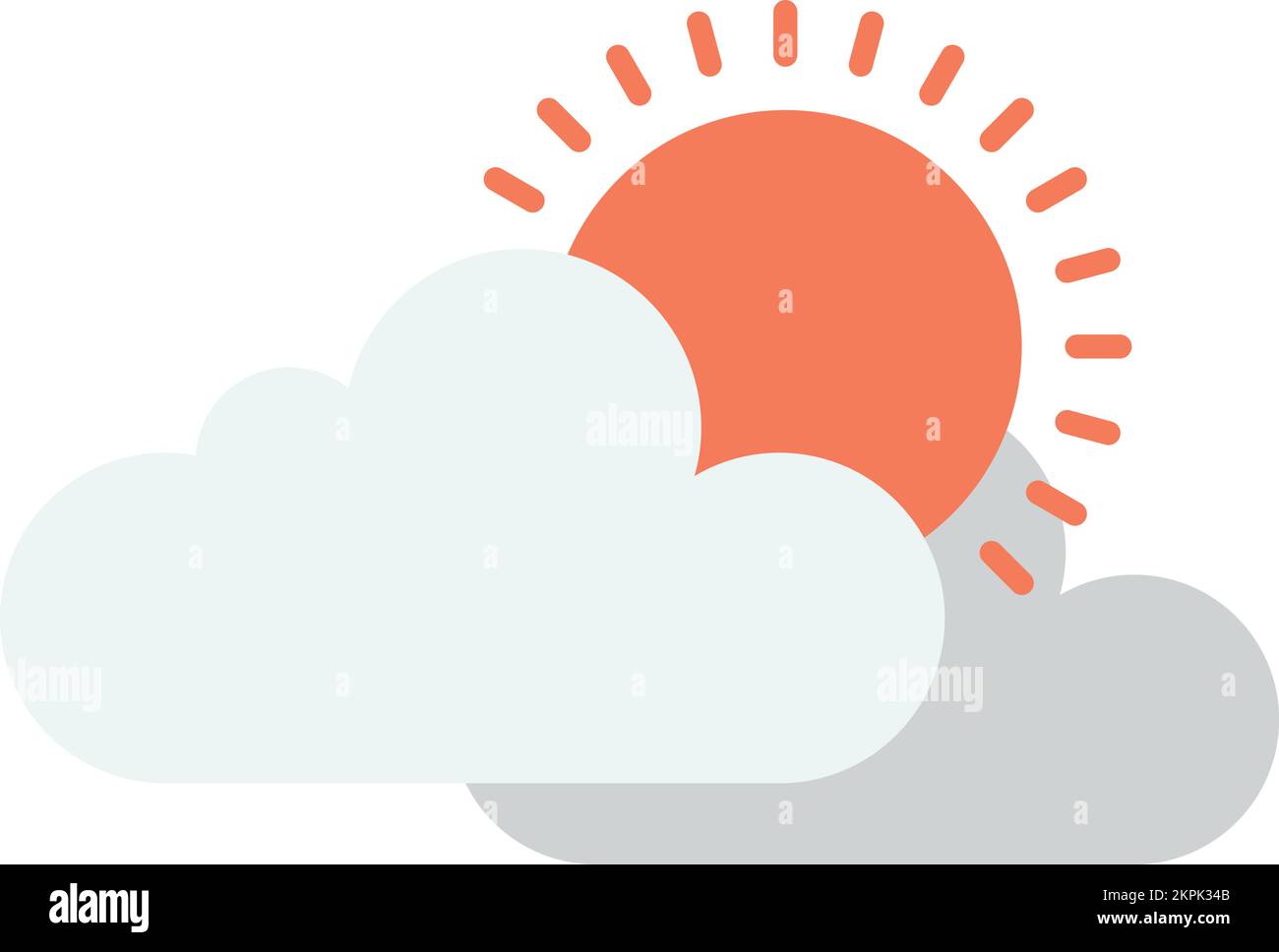 sun and clouds illustration in minimal style isolated on background ...