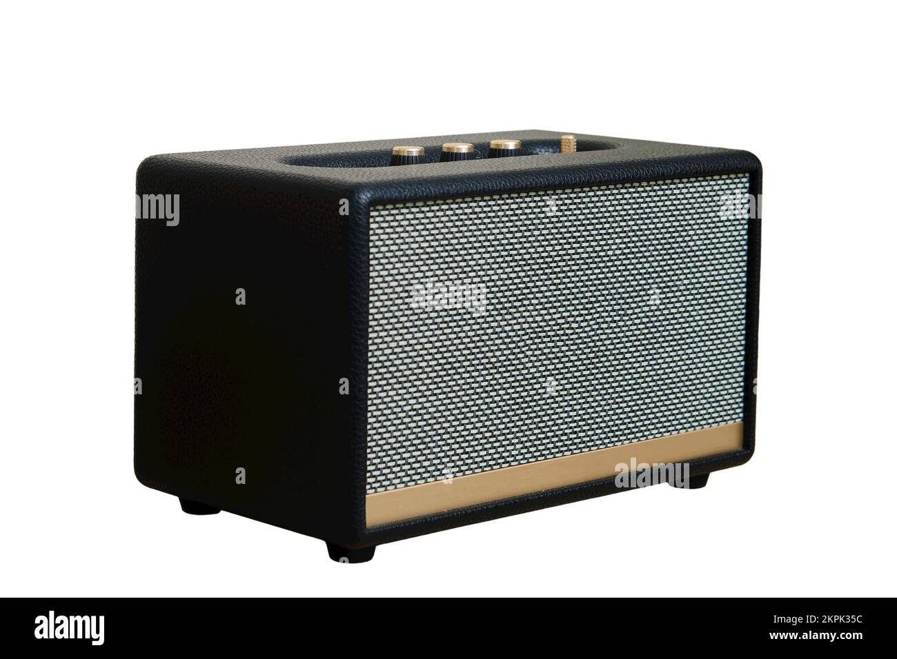 Acoustic music speaker in retro style, isolated on a white background ...