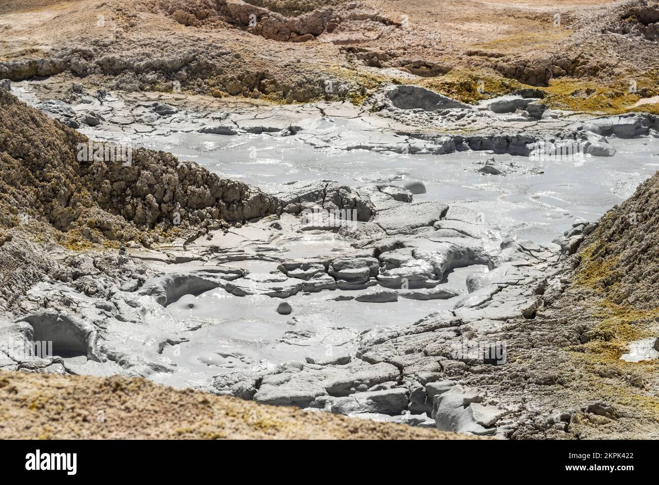 Volcanic mud pool in Sol de Mañana (Morning Sun) Geothermal Area in ...