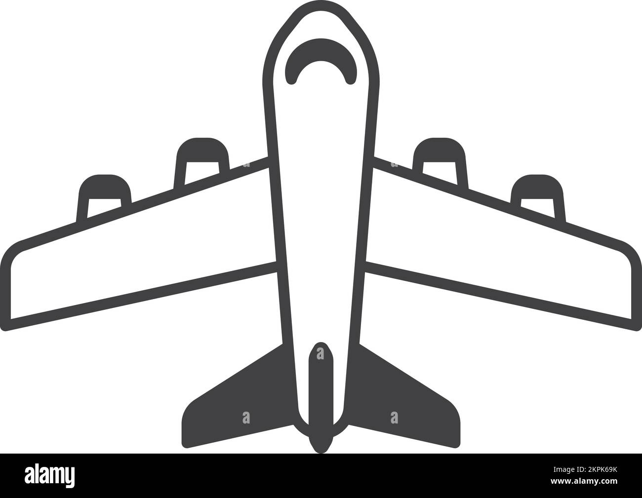 airplane from above illustration in minimal style isolated on ...