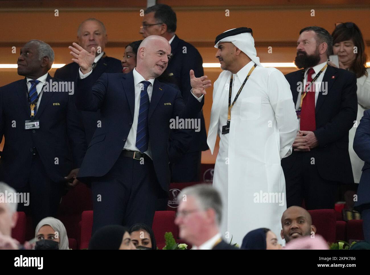 FIFA President Gianni Infantino (left) and Sheikh Khalid bin Khalifa bin Abdul Aziz Al Thani in ...