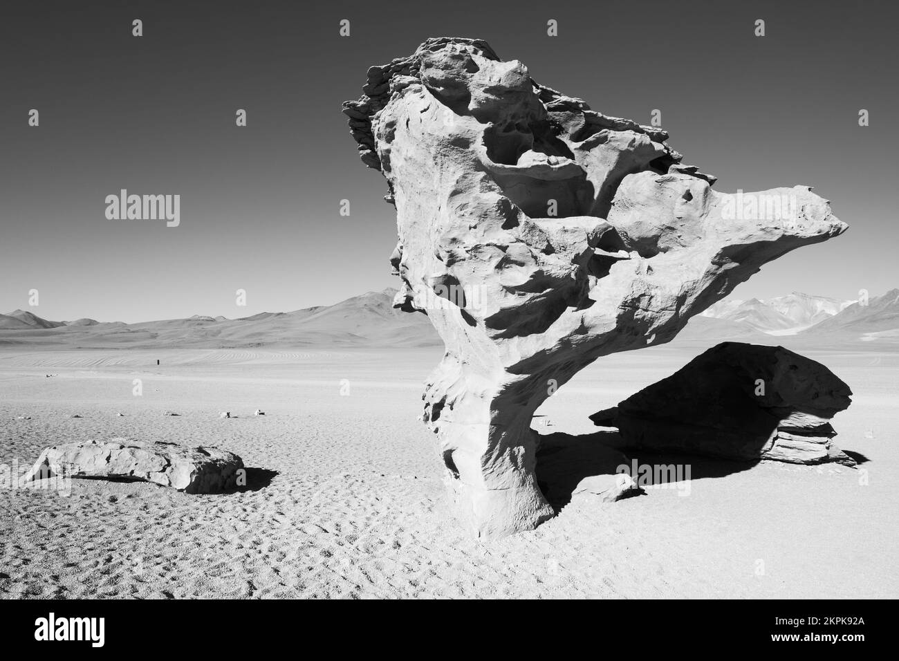Árbol de Piedra or Rock Tree in the Altiplano or High Plains in blanck ...