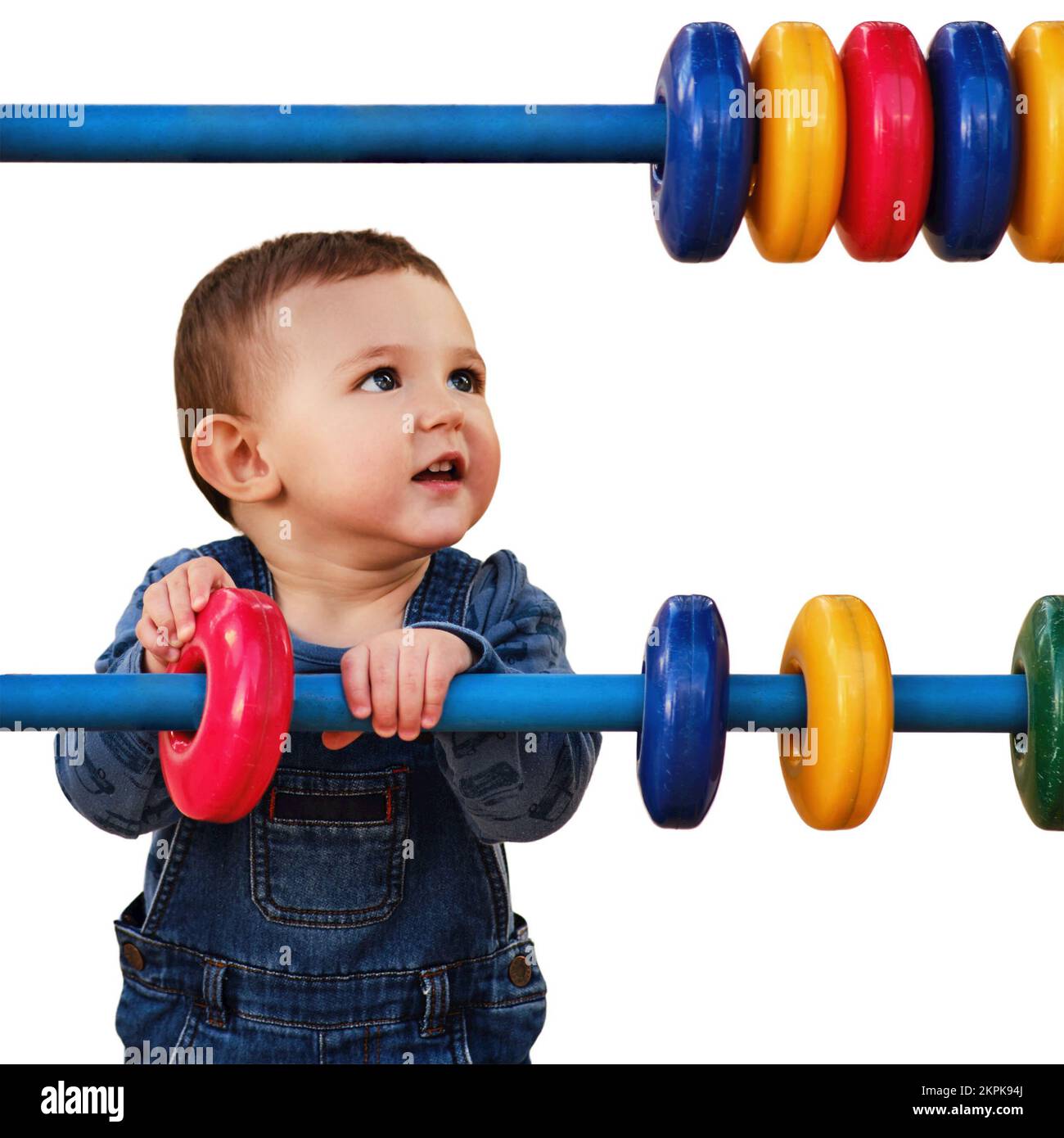 Happy baby learning math on abacus while playing on playground ...