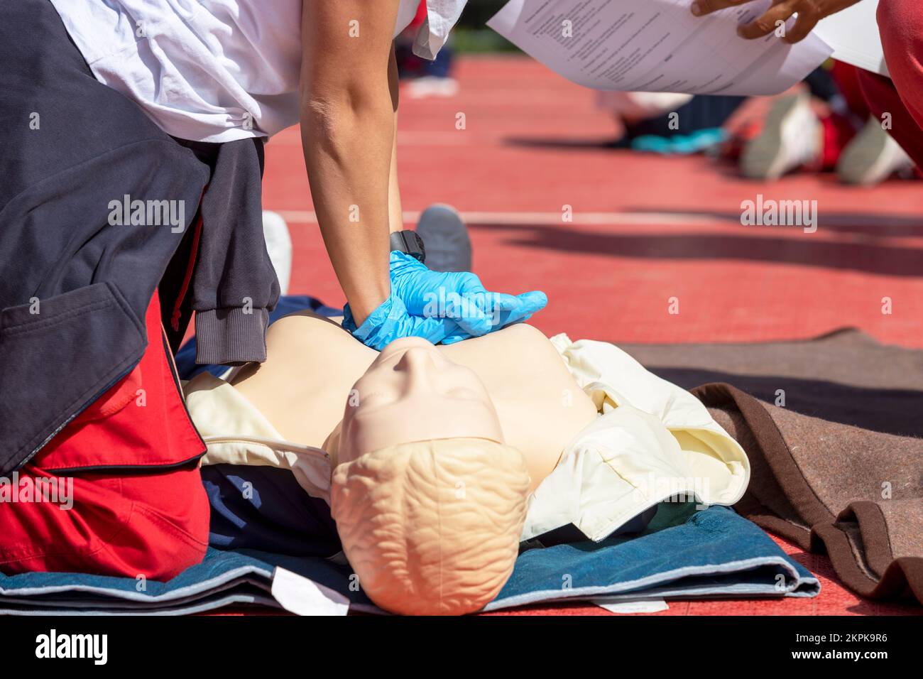 CPR - Cardiopulmonary resuscitation and first aid training Stock Photo ...