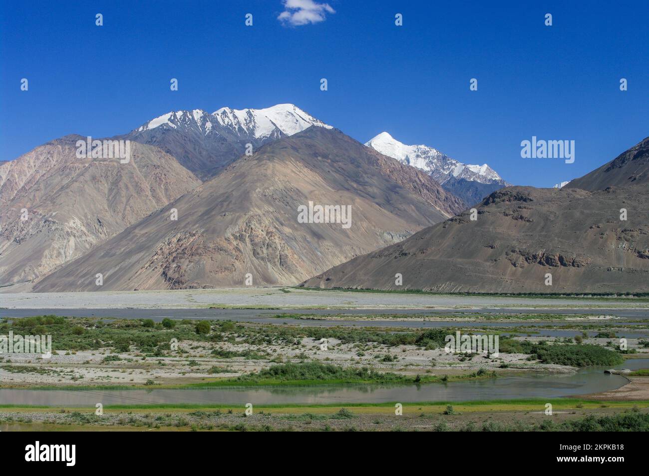 Landscape view of Hindu Kush snow-capped mountains on Afghan side of ...