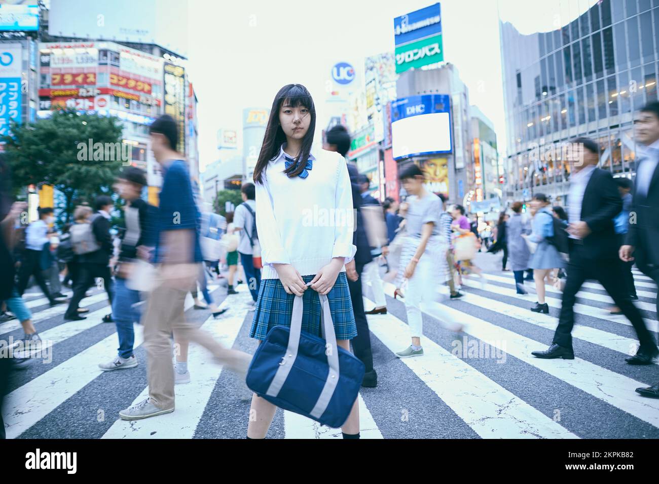 Japanese high school girl at Shibuya Scramble Crossing Stock Photo - Alamy