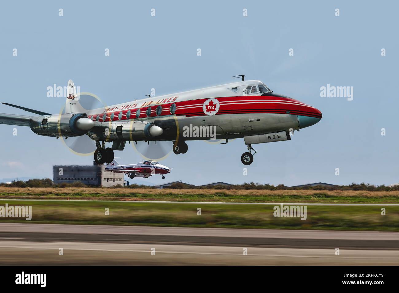Vickers Viscount with CT-114 Tutor taking off Stock Photo - Alamy
