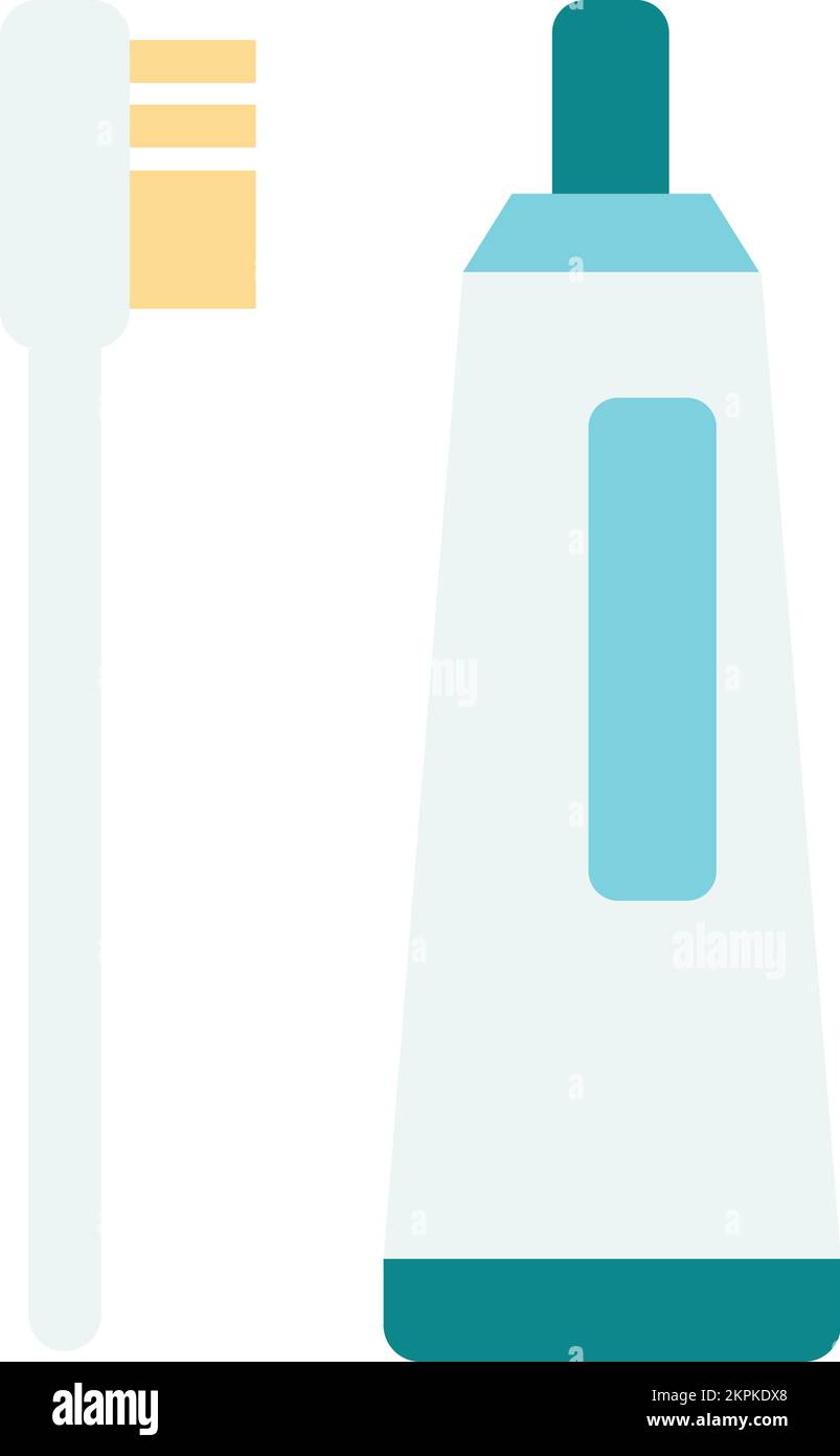 toothbrush and toothpaste illustration in minimal style isolated on ...