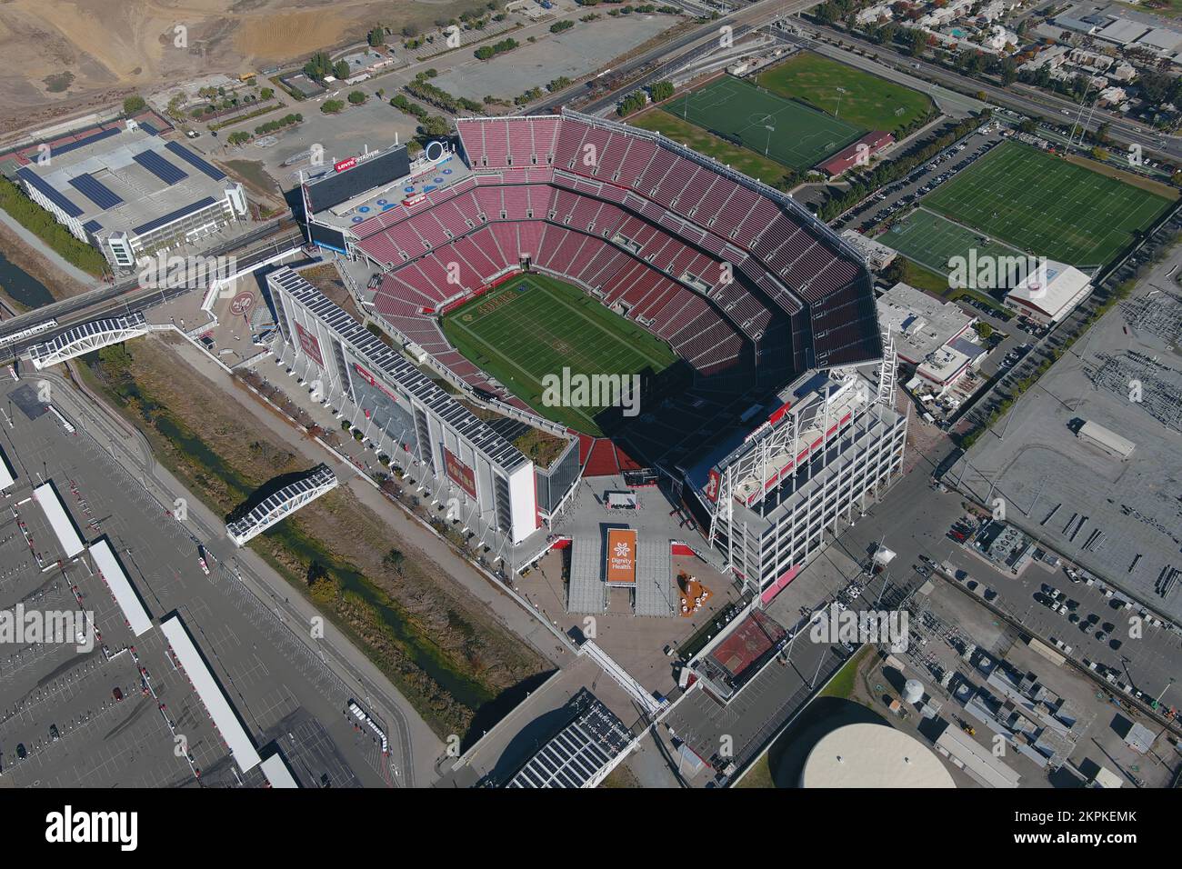 A general overall aerial view of Levi's Stadium (foreground) and the ...