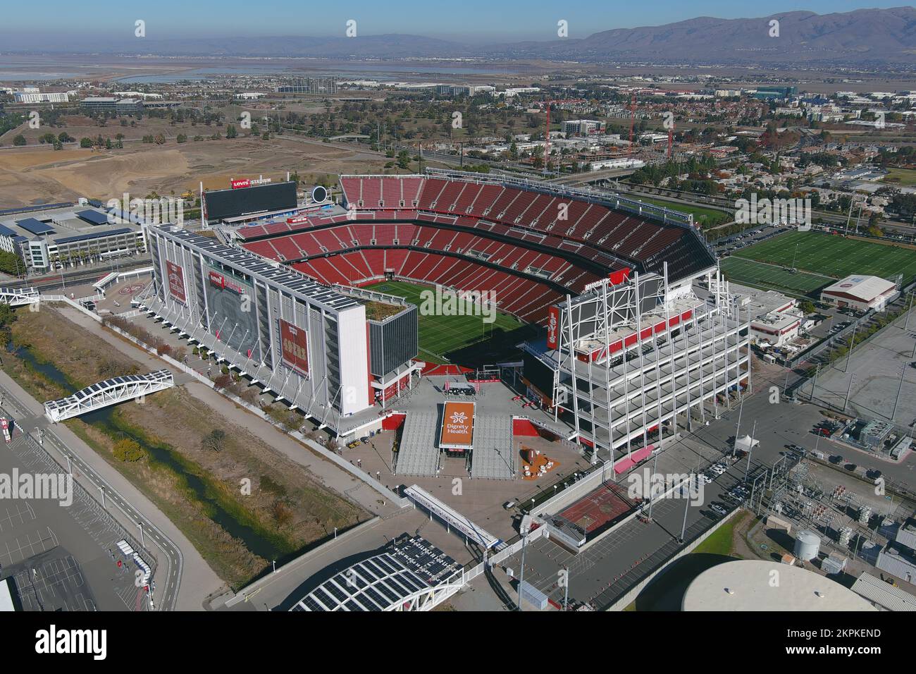 A general overall aerial view of Levi's Stadium (foreground) and the ...