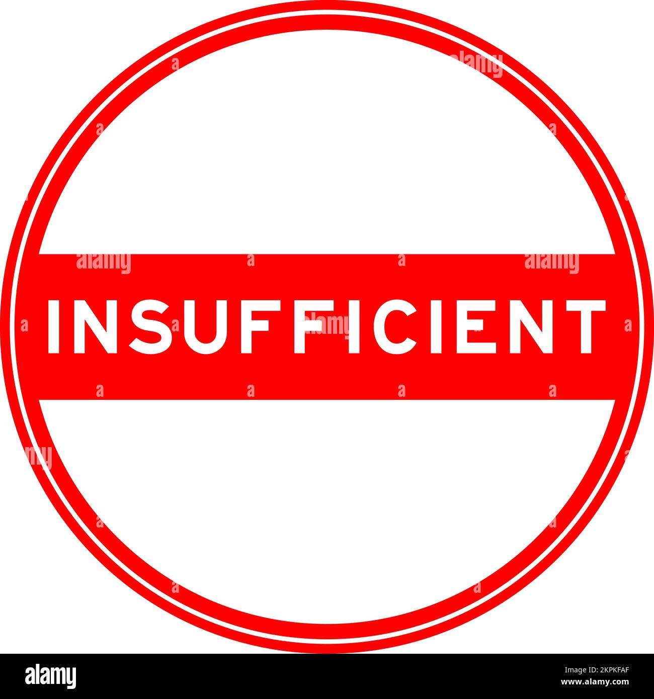 Red color round seal sticker in word insufficient on white background ...