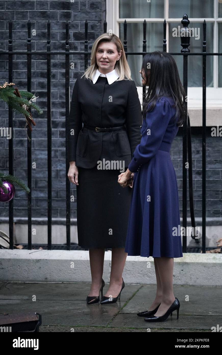 First Lady of Ukraine Olena Zelenska (left) outside 10 Downing Street ...