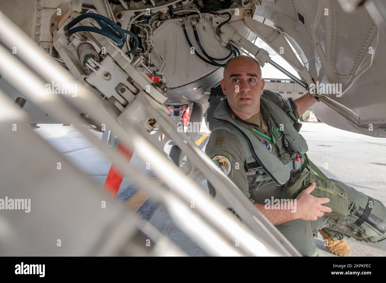 U.S. Air Force Maj. Elliott England, an F-16 fighter pilot assigned to ...