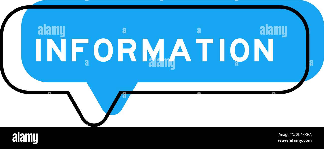 Speech banner and blue shade with word information on white background ...