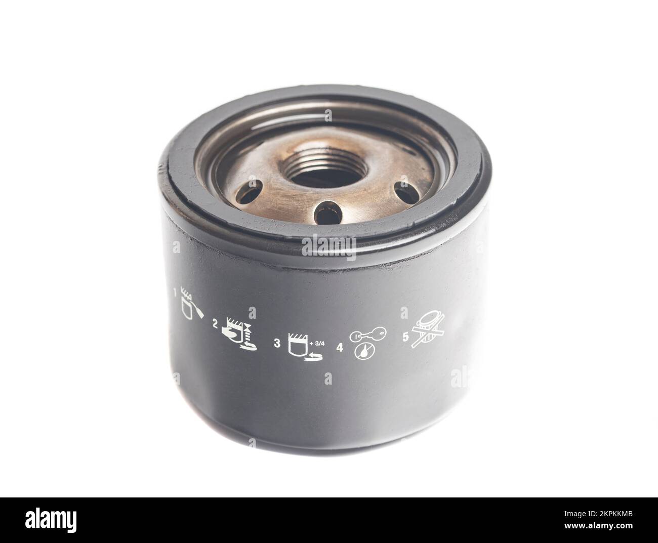 Car oil filter isolated on white background Stock Photo - Alamy
