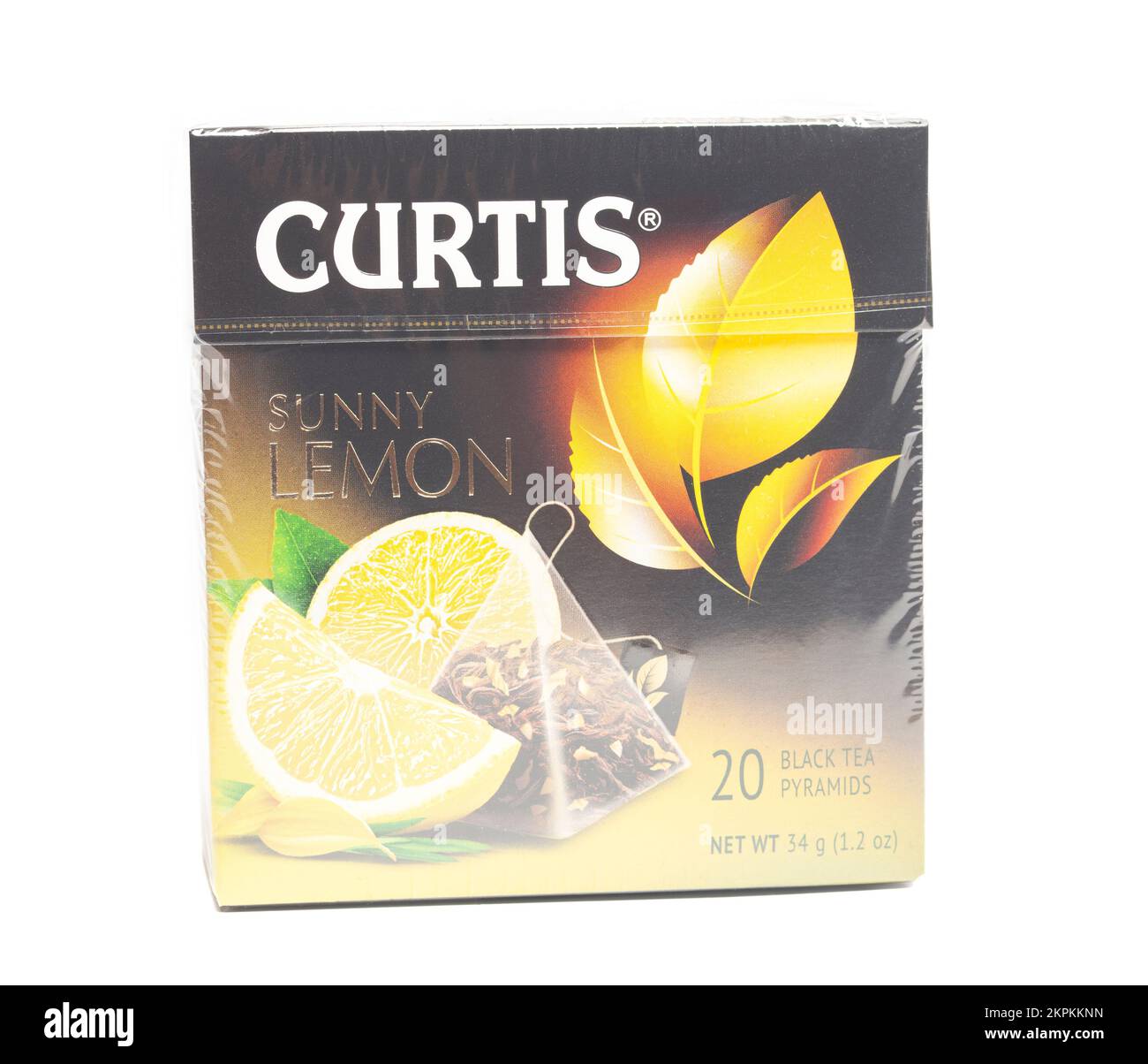 Moscow, Russia, November 27,2022: Black tea in pyramids Curtis Sunny ...