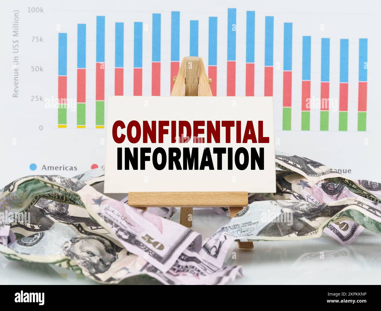 Business and finance concept. Among financial charts and money is a ...