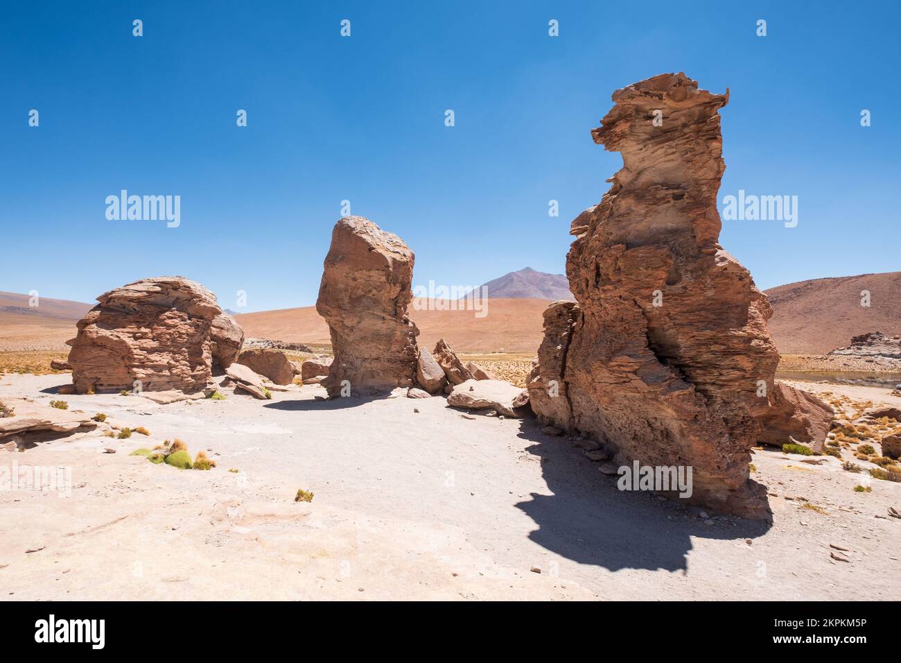 Rock formations with peculiar shapes near the Laguna Negra (Black ...