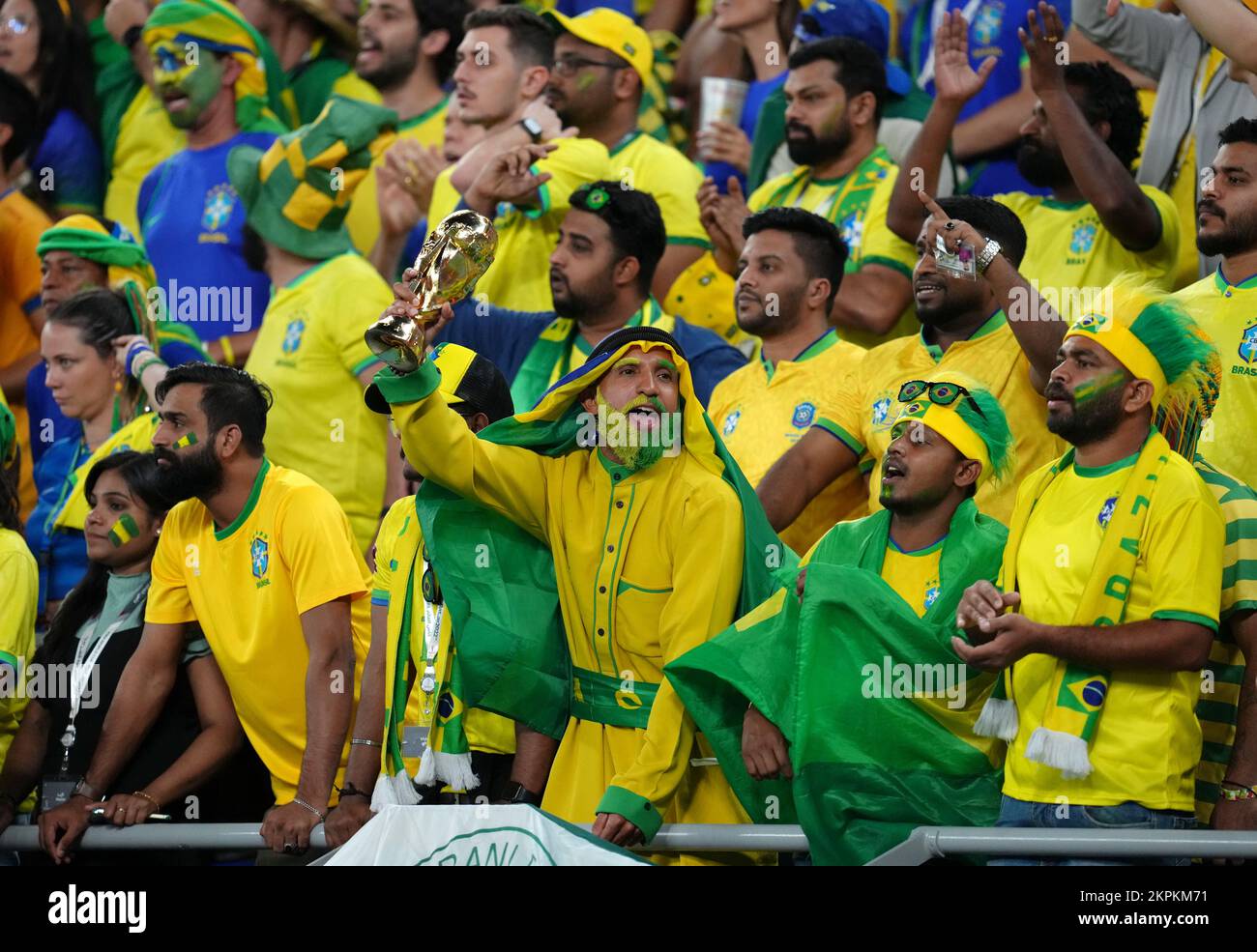 Brazil fans in the stands during the FIFA World Cup Group G match at ...