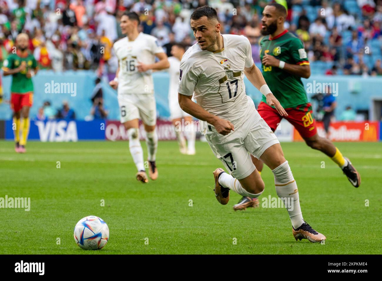 Filip Kostic of Serbia during the FIFA World Cup Qatar 2022 Group B ...