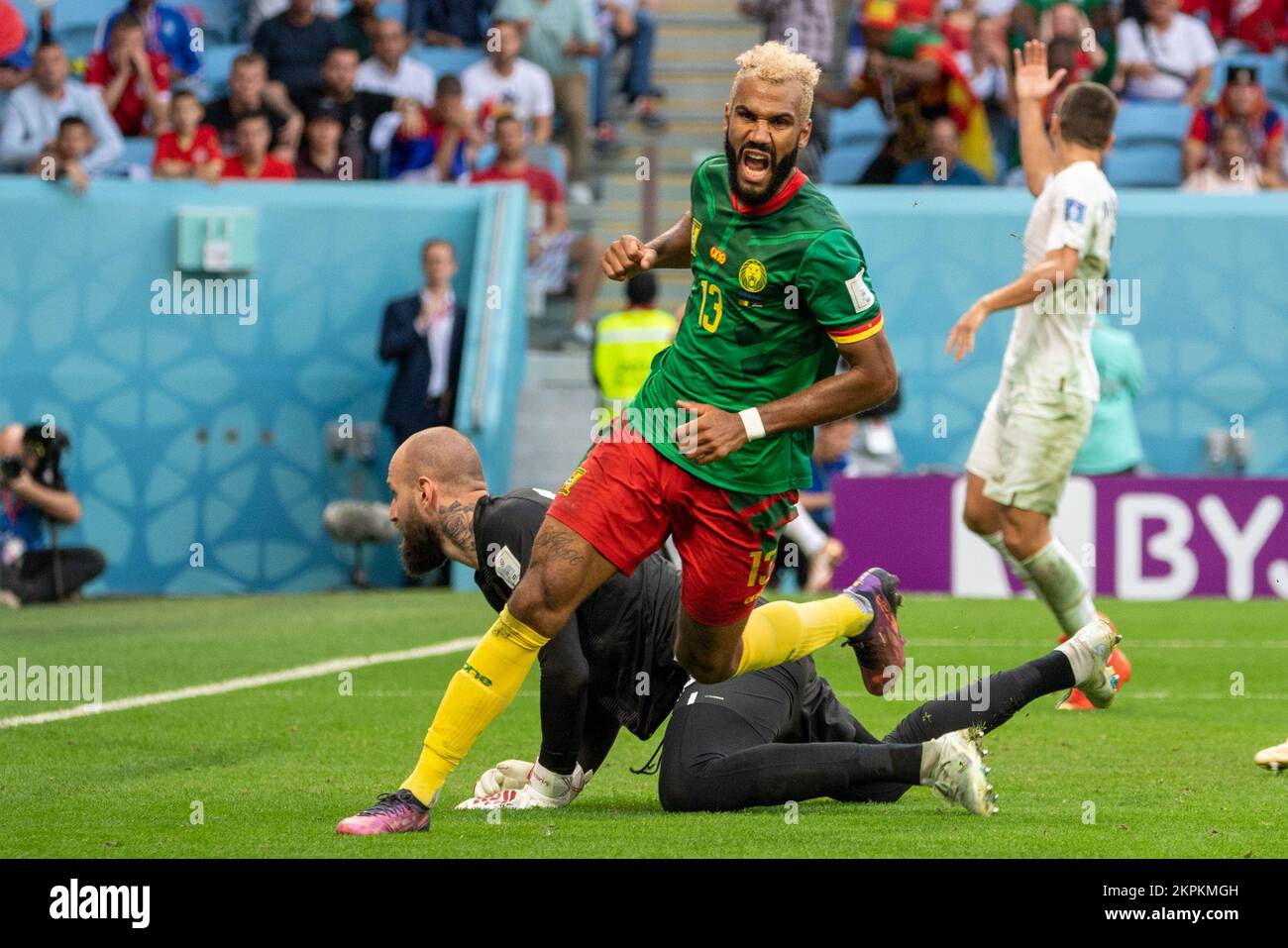 Eric Maxim Choupo-Moting of Cameroon celebrates scoring during the FIFA ...