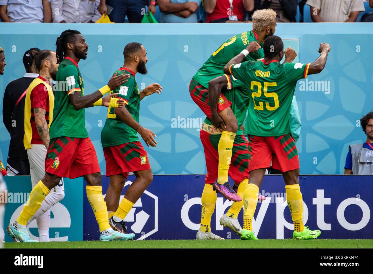 Eric Maxim Choupo-Moting of Cameroon celebrates scoring during the FIFA ...