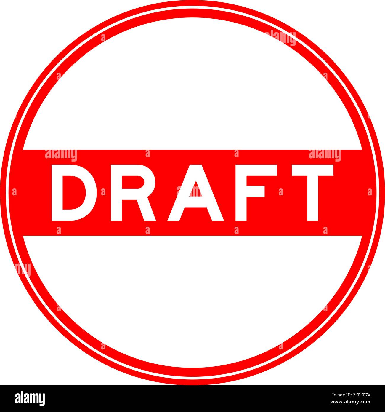 Red color round seal sticker in word draft on white background Stock ...