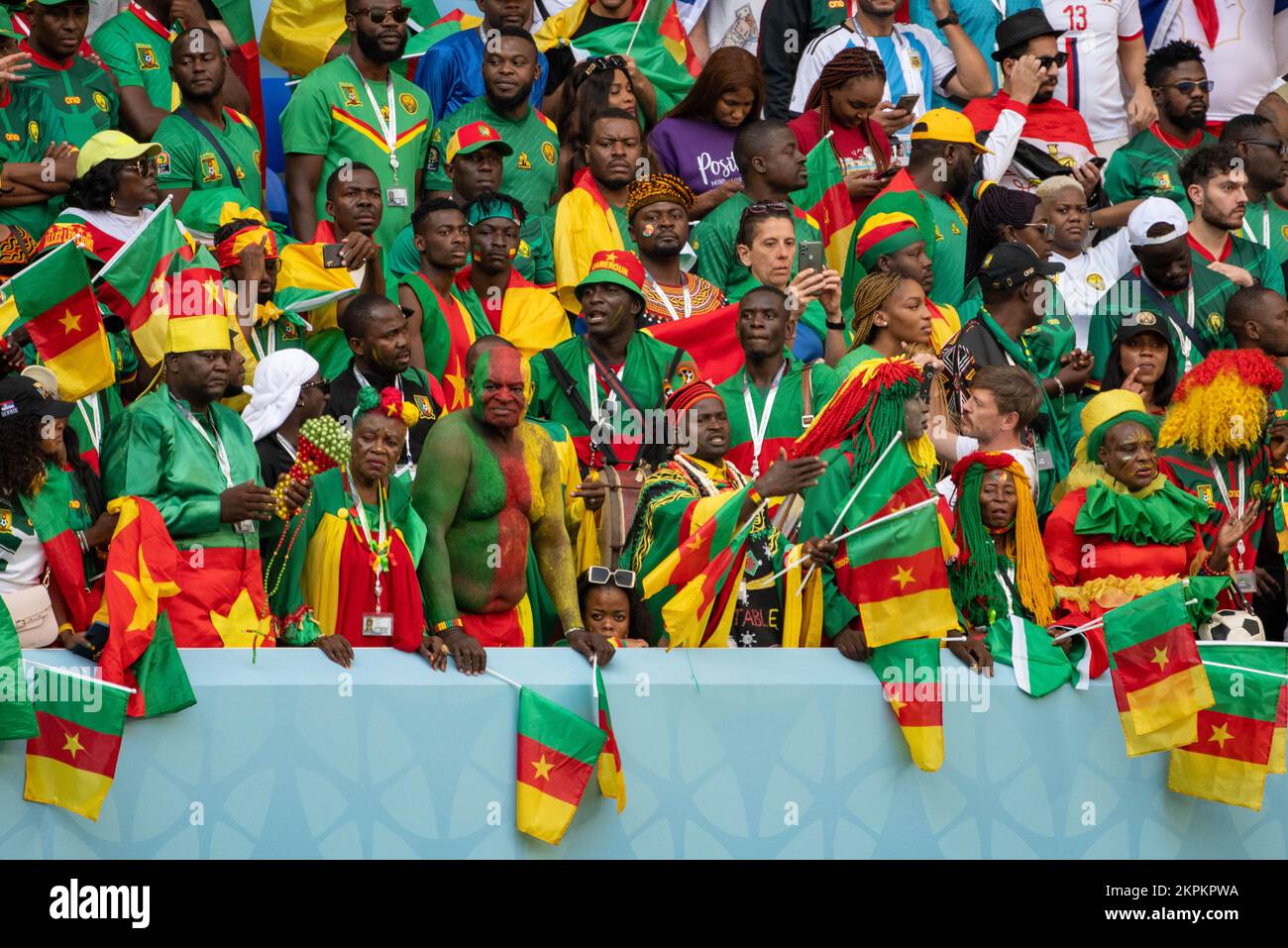 The Cameroonian fans during the FIFA World Cup Qatar 2022 Group B match ...