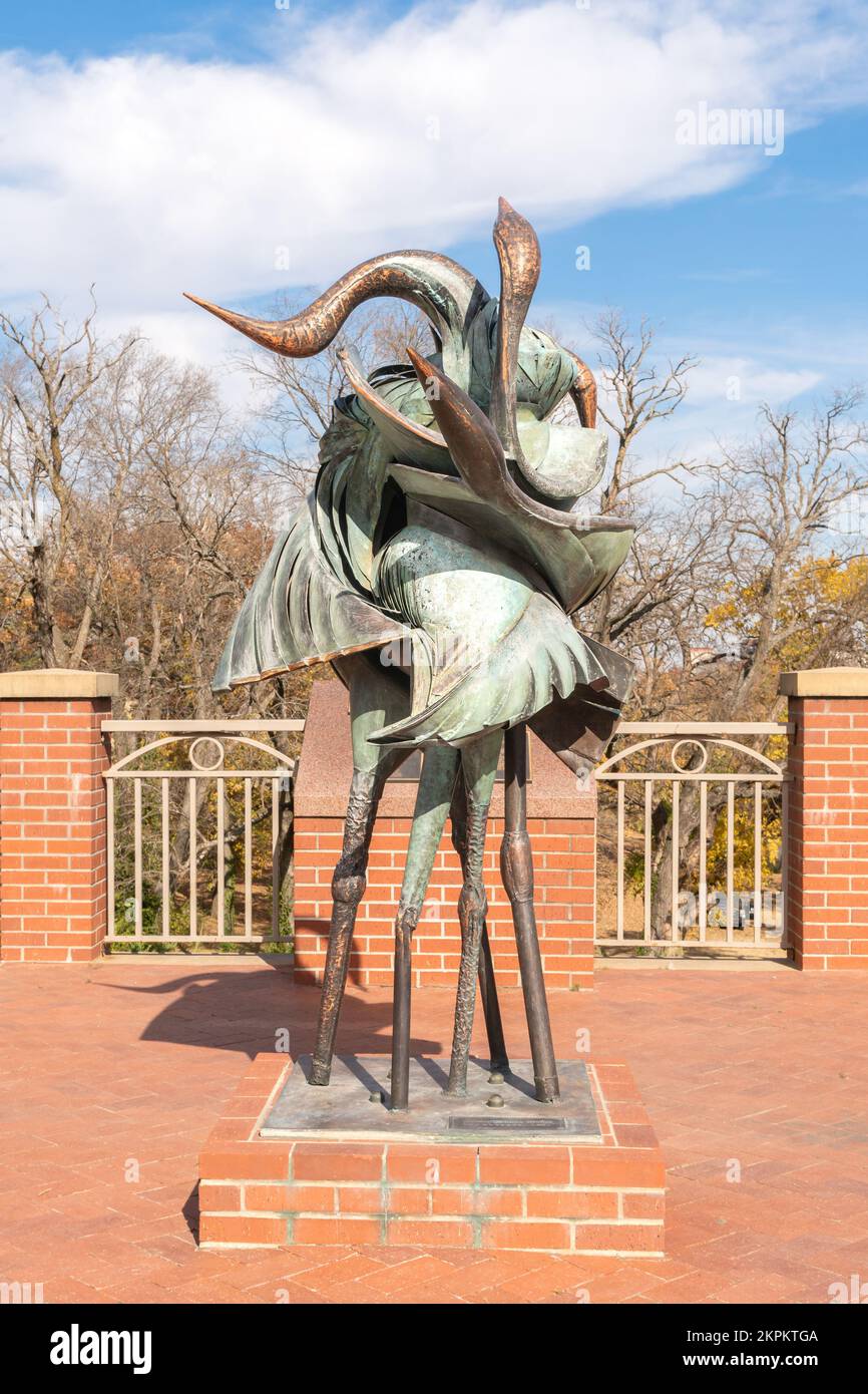 LAWRENCE, KS, USA - NOVEMBER 2, 2022: Korean Cranes Rising sculpture on ...