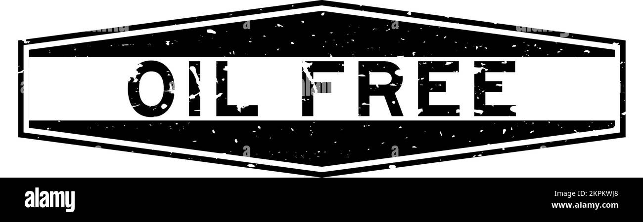 Grunge black oil free word hexagon rubber seal stamp on white ...