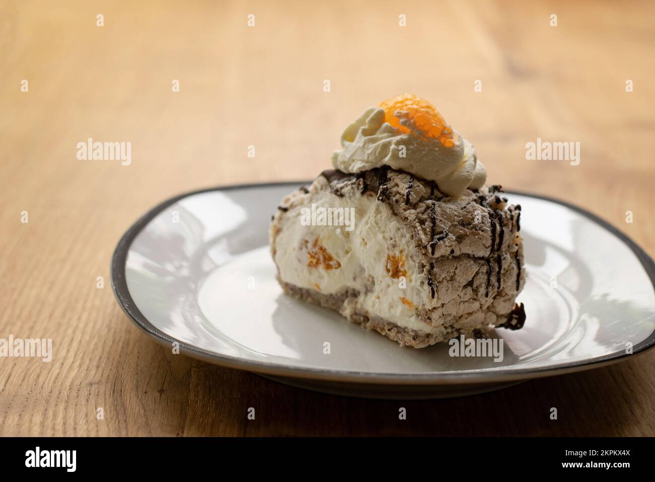 slice of classic cake in Sweden known as Swedish Budapest roll, or ...