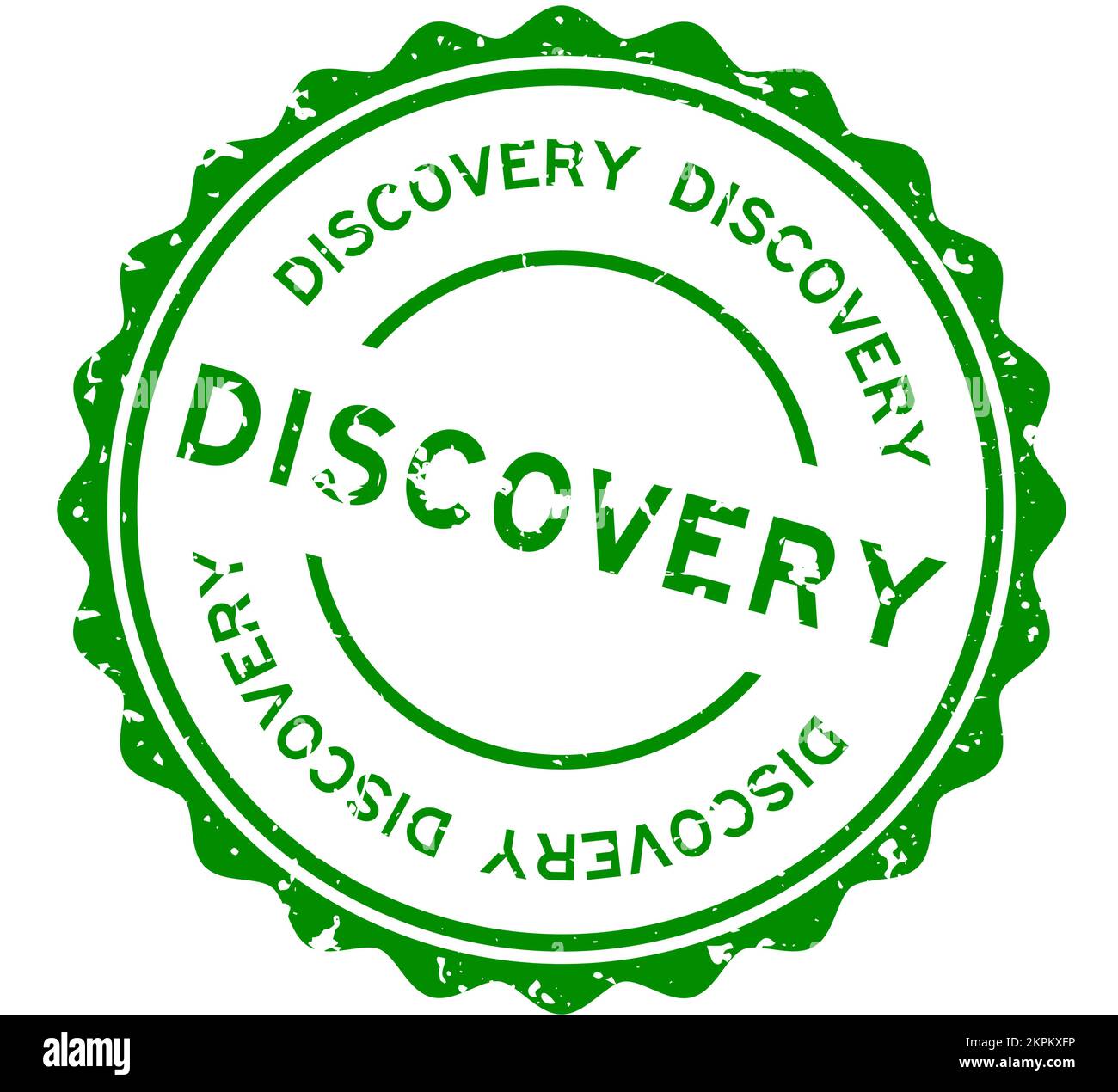 Grunge green discovery word round rubber seal stamp on white background ...