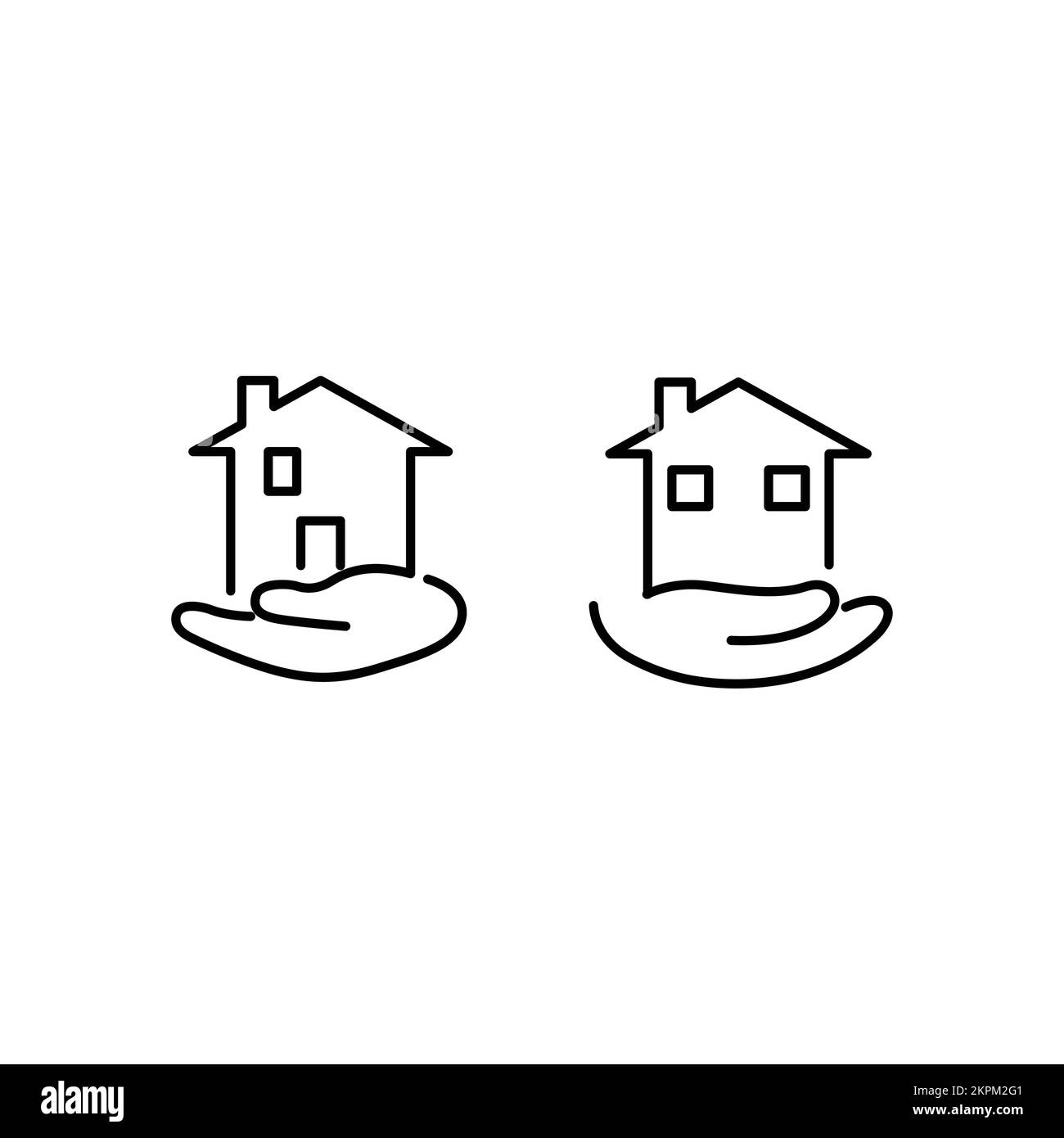 Hand holding house logo icon design set. House ownhership concept ...