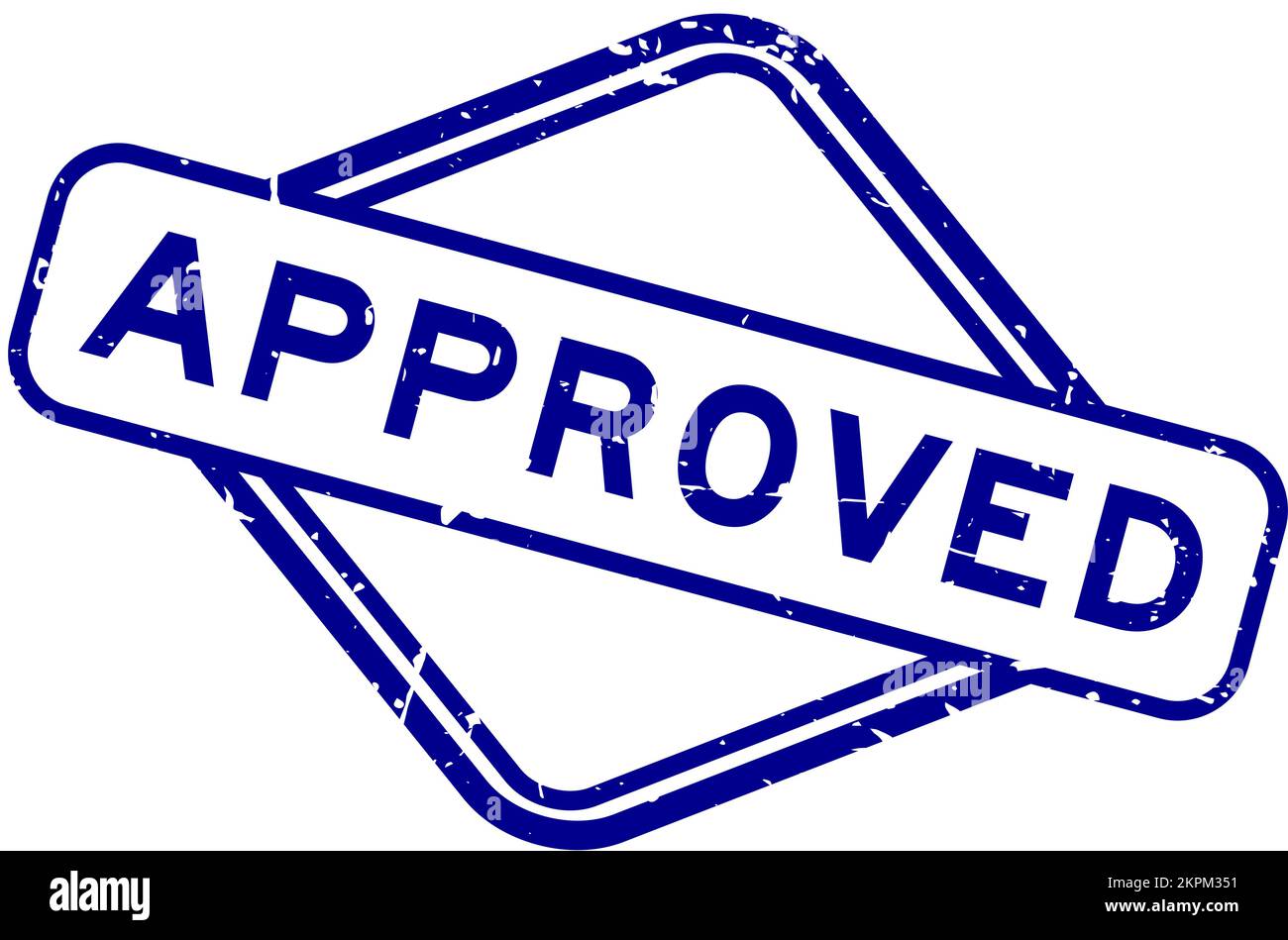 Grunge blue approved word rubber square seal stamp on white background ...