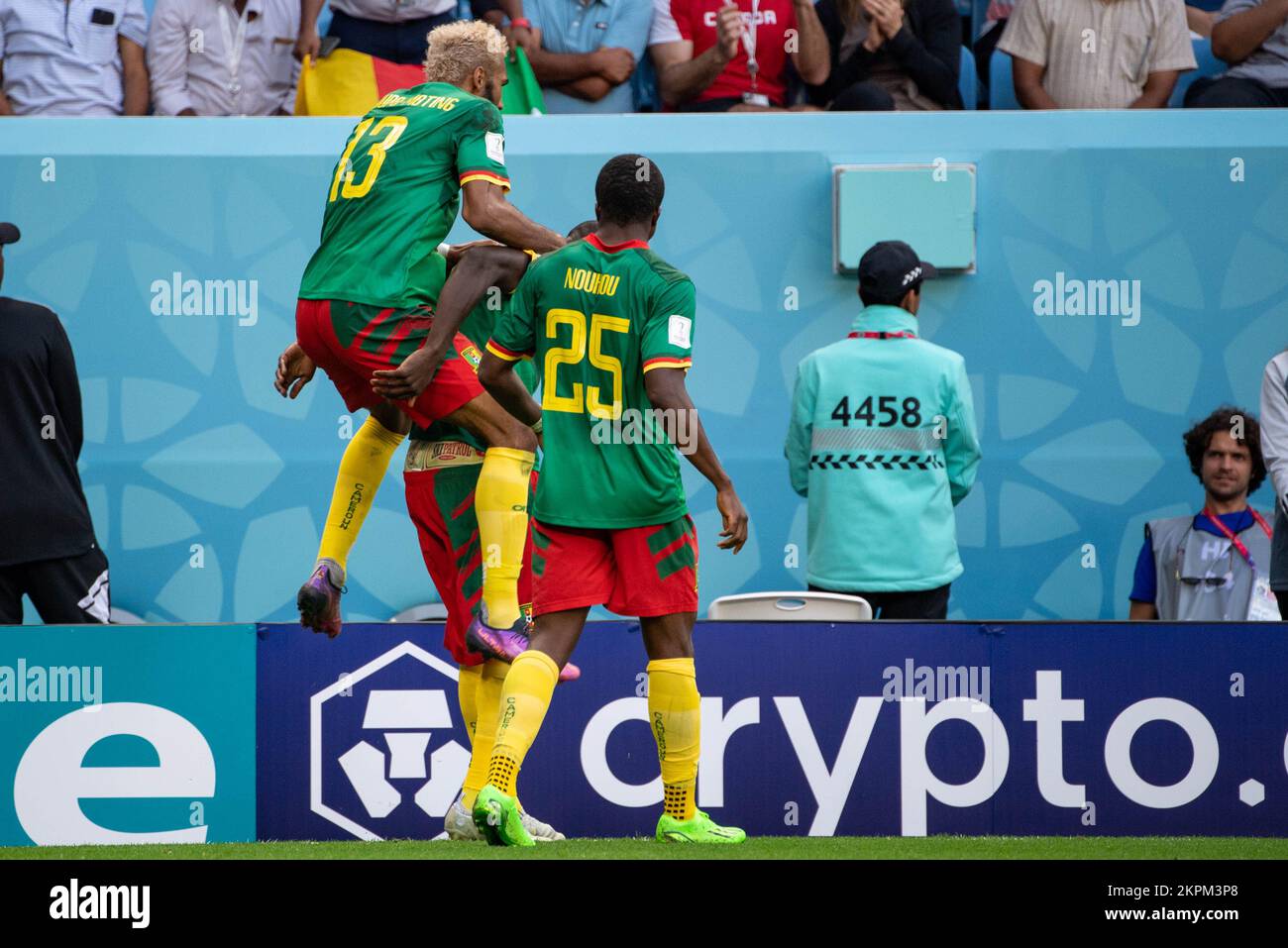 Eric Maxim Choupo-Moting of Cameroon celebrates scoring with teammates ...