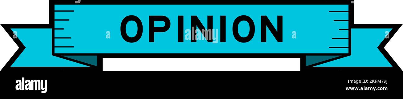 Ribbon Label Banner With Word Opinion In Blue Color On White Background