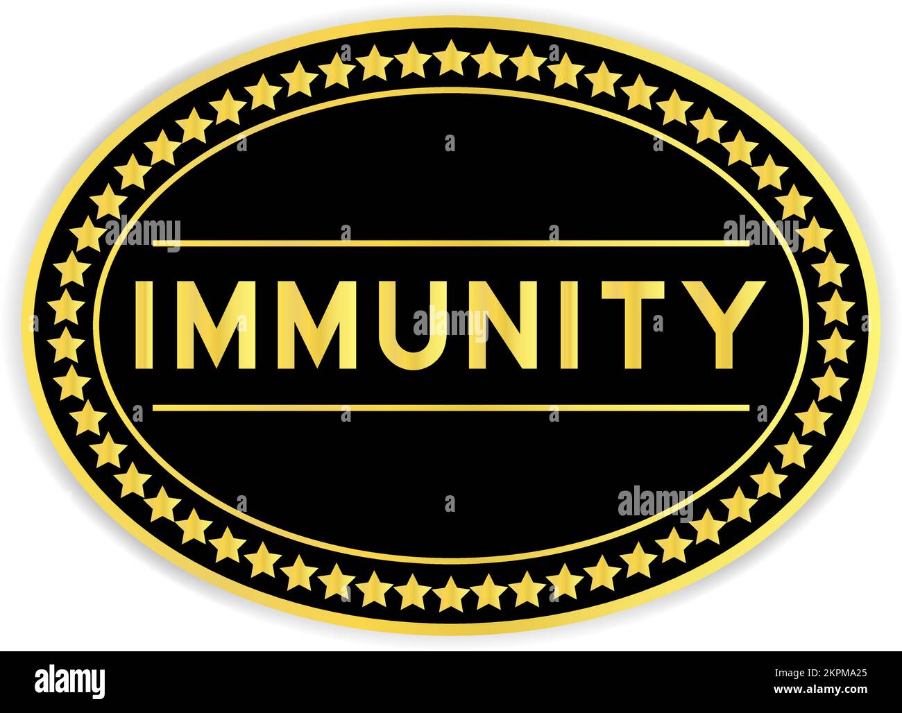 Gold and black color oval label sticker with word immunity on white ...