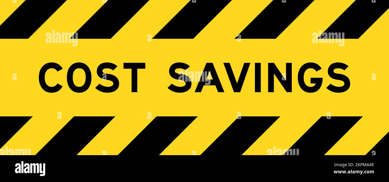 Yellow and black color with line striped label banner with word cost ...